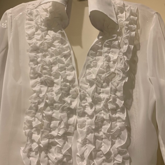 Naracamicie | Tops | Vintage Nara Camiche Sheer Ruffled Tuxedo Blouse ...